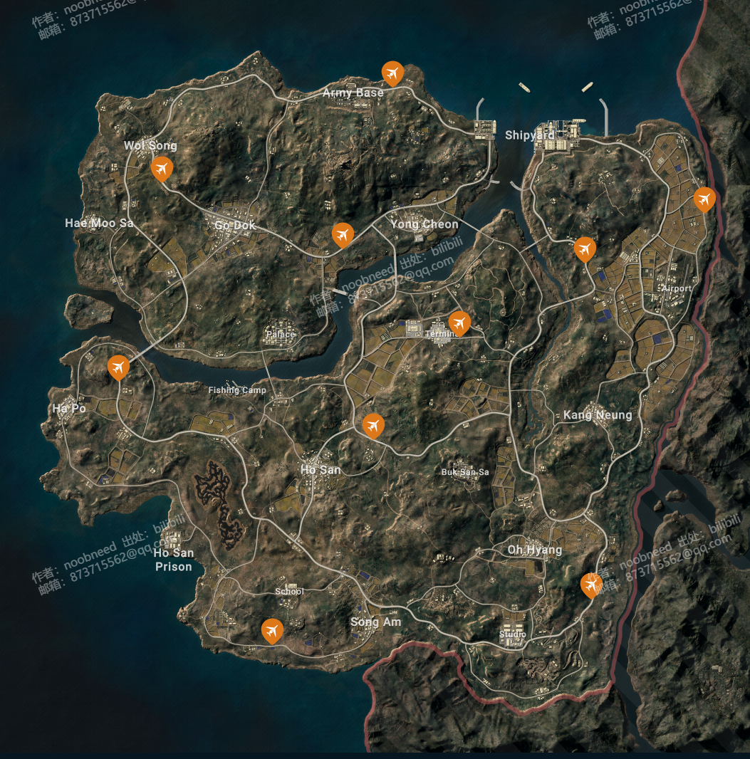 PUBG泰戈密室载具滑翔机位置高清地图 | nooblog